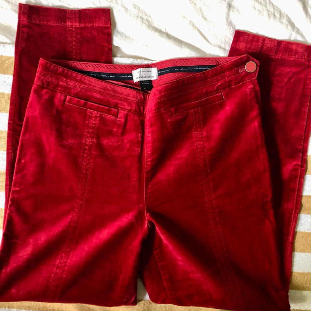 Anthropologie Red Velvet Slim Pants - Gem